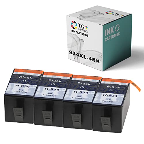 TG Imaging 4-Pack 934BK Compatible Ink Cartridge Replacement for 934XL 934XLBK 934BK Black Work with Officejet Pro 6220 6230 6812 6800 6815 6820 6822 6825 Printer (4xBlack, Black Only)