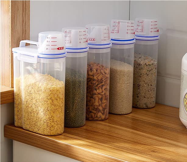 Rice Airtight Storage Container Plastic Rice Storage Bin Cereal Containers Dispenser Kitchen Storage Container with Pour Spout Holds Over 4-5 LBS for Cereal, Flour, Oatmeal