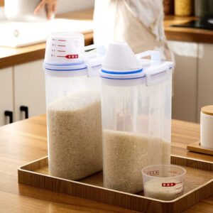 Rice Airtight Storage Container Plastic Rice Storage Bin Cereal Containers Dispenser Kitchen Storage Container with Pour Spout Holds Over 4-5 LBS for Cereal, Flour, Oatmeal