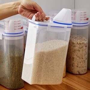 Rice Airtight Storage Container Plastic Rice Storage Bin Cereal Containers Dispenser Kitchen Storage Container with Pour Spout Holds Over 4-5 LBS for Cereal, Flour, Oatmeal