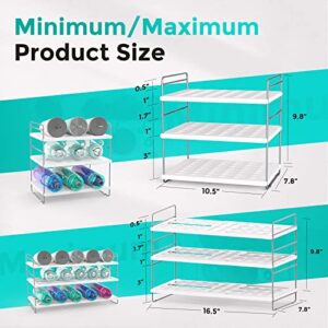 Leligooli Water Bottle Organizer for Cabinet, 3-Shelf Height Adjustable Plastic Water Bottle Storage Rack, Expandable Water Bottle Holder for Kitchen Cabinets,Countertop,Pantry(Holds 15 Bottles)