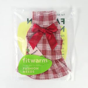 Fitwarm Dog Christmas Outfit, Winter Dog Dress, Dog Clothes for Small Dogs Girl, Turtleneck Plaid Pet Costume, Cat Apparel, Red, XXS