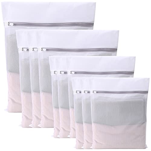 NAOKBOEE 10 Packs Mesh Laundry Bags for Delicates, Washing Machine Wash Bags, for Lingerie, Bra, Socks, Underwear, Baby Clothes, Travel Storage（1 Extra Large, 3 Large, 3 Medium, 3 Small）