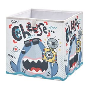 kigai shark cube storage bins - 11x11x11 in large foldable storage basket fabric storage baskes organizer for toys, books, shelves, closet, home decor