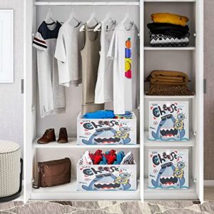 Kigai Shark Cube Storage Bins - 11x11x11 In Large Foldable Storage Basket Fabric Storage Baskes Organizer for Toys, Books, Shelves, Closet, Home Decor