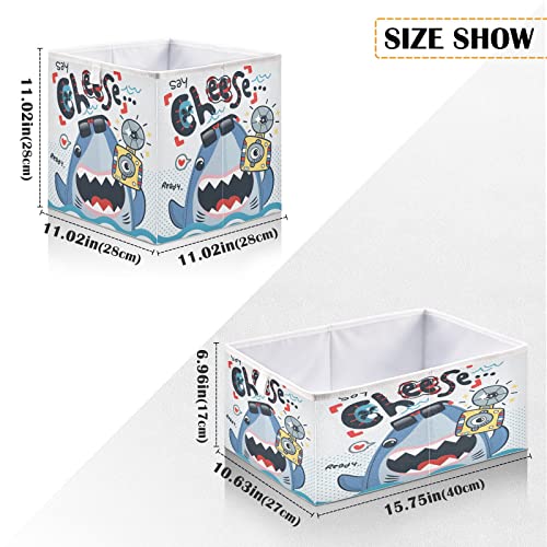 Kigai Shark Cube Storage Bins - 11x11x11 In Large Foldable Storage Basket Fabric Storage Baskes Organizer for Toys, Books, Shelves, Closet, Home Decor