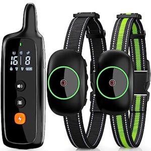 Dog Shock Collar for 2 Dogs, Dog Training Collar with Remote for Large Medium Small Dogs, Rechargeable E-Collar Waterproof Collars with 3 Training Modes, Range up to 3300Ft