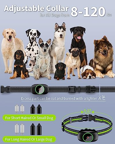 Dog Shock Collar for 2 Dogs, Dog Training Collar with Remote for Large Medium Small Dogs, Rechargeable E-Collar Waterproof Collars with 3 Training Modes, Range up to 3300Ft