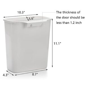 ZEAYEA 2 Pack Hanging Trash Can, 2 Gallon Plastic Cabinet Door Trash Can, Slim Waste Bin with Rim to Fix Trash Bag, Small Wastebasket for Kitchen, Cupboard, Office, Bathroom, Bedroom