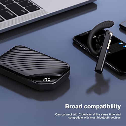 MICJIASD Bluetooth Headset, Bluetooth Earpiece with 500mAh Charging Case 50H Playtime, V5.1 Hands-Free Wireless with Noise Canceling Dual-Mic, for Business,Office and Driving