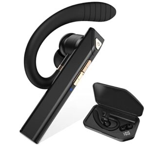 MICJIASD Bluetooth Headset, Bluetooth Earpiece with 500mAh Charging Case 50H Playtime, V5.1 Hands-Free Wireless with Noise Canceling Dual-Mic, for Business,Office and Driving