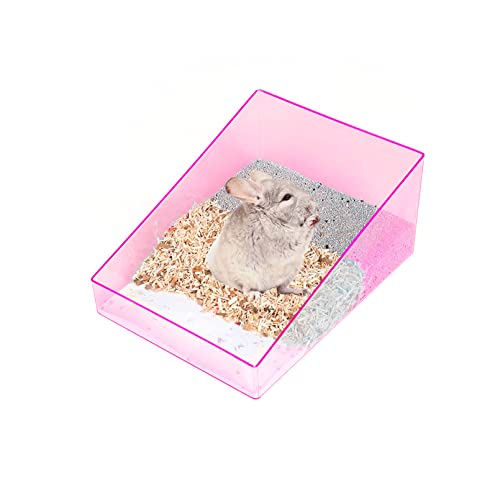 Acsist Hamster Sand Bath Container Acrylic Sand-Bath Box Guinea Pigs Bathroom Shower Toilet Digging Sand Small Animals Bathtub for Gerbil Guinea Pig Hedgehog(Pink)