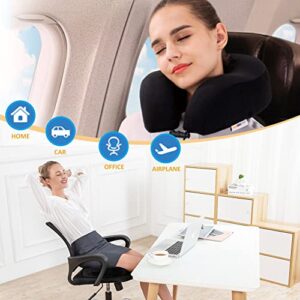 SAIREIDER Travel Neck Pillow & Office Chair Seat Cushion Bundle-100% Memory Foam Comfortable Airplane Neck Pillows for Travel & Tailbone Pain Relief Car Seat Cushions