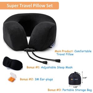 SAIREIDER Travel Neck Pillow & Office Chair Seat Cushion Bundle-100% Memory Foam Comfortable Airplane Neck Pillows for Travel & Tailbone Pain Relief Car Seat Cushions