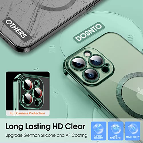 DOSNTO for iPhone 13 Pro Max Case Clear with MagSafe [Integrated Camera Glass] Magnetic Silicone Phone Case Slim Thin Women Men Cover [Non-Yellowing] Anti-Fingerprint Scratch Wireless Charging