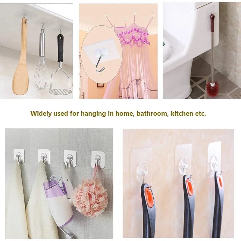 Pure Touch 20PCS Adhesive Wall Hooks Waterproof Heavy Duty 20LBS max for Bathroom Kitchen Outdoor Car Coat Hanger