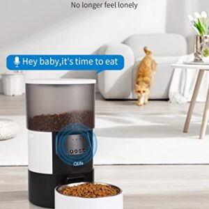 QLIFE Automatic Cat Dog Feeder: Dry Food Dispenser for Dog, Auto Pet Feeder, Portion Control Automatic Dog Feeder (Black WiFi, 3L)