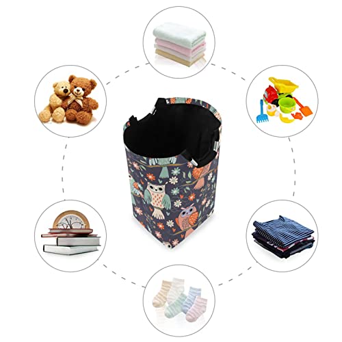 Kigai Sweet Owl Large Laundry Baskets Waterproof Collapsible with Handles Dirty Clothes Organizer Toy Storage Basketfor College Dorms Laundry Room Bedroom Bathroom