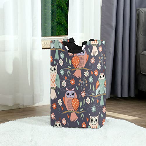 Kigai Sweet Owl Large Laundry Baskets Waterproof Collapsible with Handles Dirty Clothes Organizer Toy Storage Basketfor College Dorms Laundry Room Bedroom Bathroom