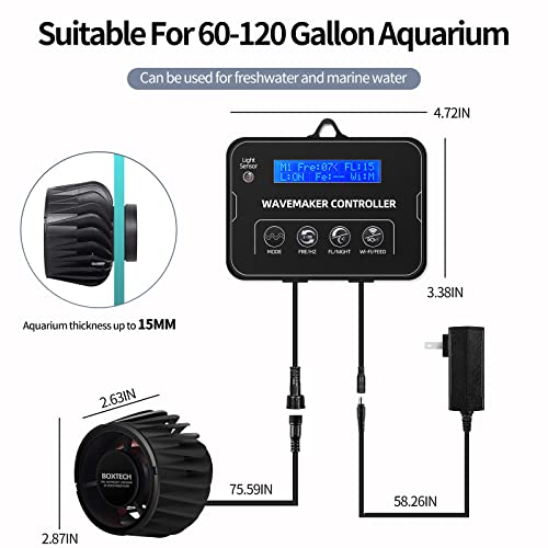 Aquarium Wave Maker With Controller, 3400 GPH DC Circulation Pump, Ultra-Quiet Fish Tank Powerhead for 60-120 Gal Freshwater Saltwater Tank