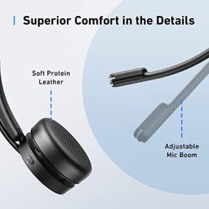 AnkerWork H300 Bluetooth Mono Headset with Leading Noise Cancelling Performance via CVC and 2 Mics, Bluetooth 5.1 with Dongle for PC and Phone, 60 Hours Talk Time, for Meetings/Classes/Call Centers