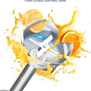 YISSVIC Hand Blender 1200W 5 In 1 Immersion Blender 12 Speed Stick Blender with 500ml Food Grinder 700ml Container Chopper Whisk Puree Infant Food, Smoothies, Sauces Soups