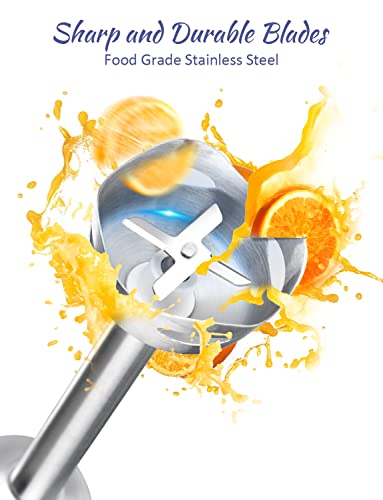 YISSVIC Hand Blender 1200W 5 In 1 Immersion Blender 12 Speed Stick Blender with 500ml Food Grinder 700ml Container Chopper Whisk Puree Infant Food, Smoothies, Sauces Soups