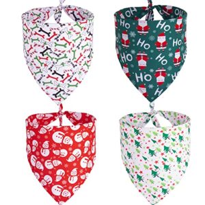 adoggygo 4 pack dog bandana christmas dog scarf triangle bibs kerchief set dog christmas costume accessories decoration for medium large dogs pets (large, christmas)