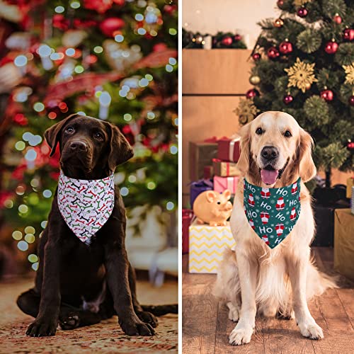 ADOGGYGO 4 Pack Dog Bandana Christmas Dog Scarf Triangle Bibs Kerchief Set Dog Christmas Costume Accessories Decoration for Medium Large Dogs Pets (Large, Christmas)