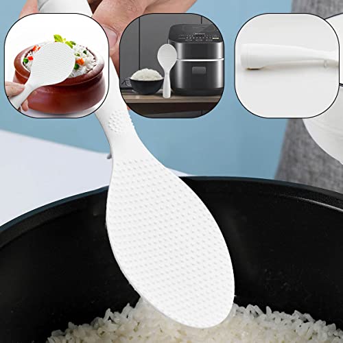 2 Pcs Rice Paddle Non-stick Standing Rice Serving Spoon Rice Potato Food Server Spatula Non Stick Stand-up Rice Scooper Kitchen Tools Cute Cooking Spoons Heat Resistant Cooker Scoop Paddle (White)