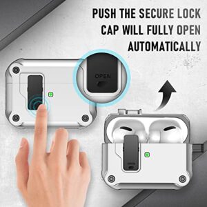 Youtec for Airpods Pro 2nd Generation Case Cover 2022 with Secure Lock Clip, Shockproof Hard Shell for Airpods Pro 2 Case with Keychain for Men Women Apple for Airpods Pro 2,White