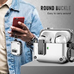 Youtec for Airpods Pro 2nd Generation Case Cover 2022 with Secure Lock Clip, Shockproof Hard Shell for Airpods Pro 2 Case with Keychain for Men Women Apple for Airpods Pro 2,White