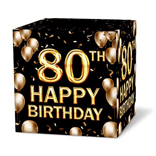 Keydaat 80th Birthday Card Box，Black And Gold Card Box for Birthday Party Decorations ，Party Supplies, Money Box -  1 PC (032 sr)