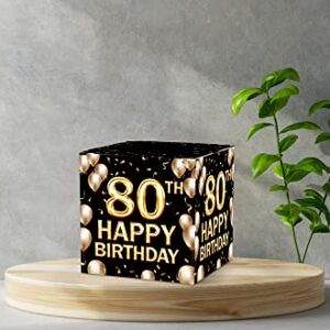 Keydaat 80th Birthday Card Box，Black And Gold Card Box for Birthday Party Decorations ，Party Supplies, Money Box -  1 PC (032 sr)