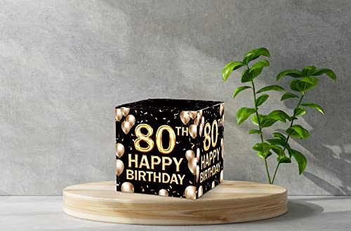 Keydaat 80th Birthday Card Box，Black And Gold Card Box for Birthday Party Decorations ，Party Supplies, Money Box -  1 PC (032 sr)