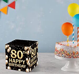 Keydaat 80th Birthday Card Box，Black And Gold Card Box for Birthday Party Decorations ，Party Supplies, Money Box -  1 PC (032 sr)