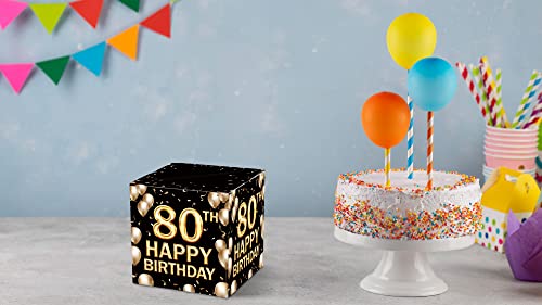 Keydaat 80th Birthday Card Box，Black And Gold Card Box for Birthday Party Decorations ，Party Supplies, Money Box -  1 PC (032 sr)