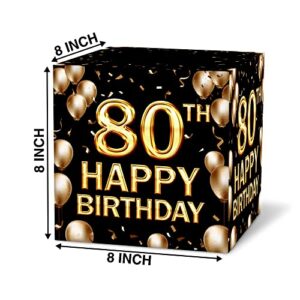 Keydaat 80th Birthday Card Box，Black And Gold Card Box for Birthday Party Decorations ，Party Supplies, Money Box -  1 PC (032 sr)