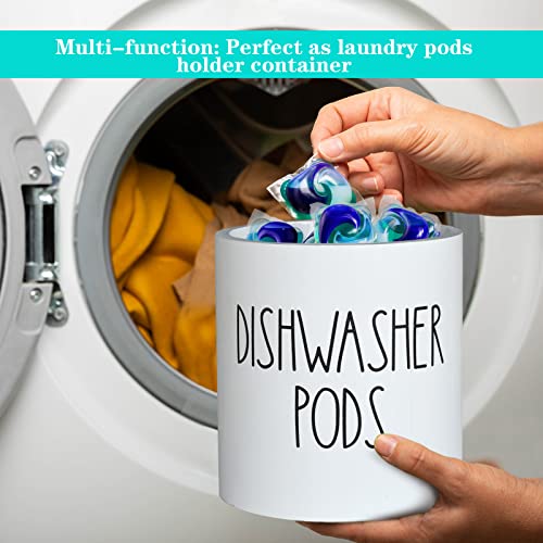 Rustic Round Dishwasher Pod Holder, Dishwasher Tablet Container for Kitchen Decor and Accessories, Wood Laundry Detergent Pods Container with Lid Laundry Detergent Storage, Kitchen Storage Container