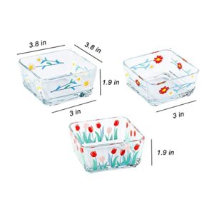 Acsist Hamster Food Bowl Small Animals Glass Water Bowl Food Dish Feeding Bowls for Guinea Pigs Gerbil Mouse Rat Chinchilla Hedgehog Sugar Glider(2 Pack,Red Daisy)