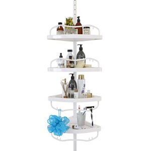 lilyvane corner shower caddy, 4 layer shower organizer, rustproof abs shower shelves with stainless steel pole, drill free shower rack, large shower storage and shower caddy tension pole,56-125 inch