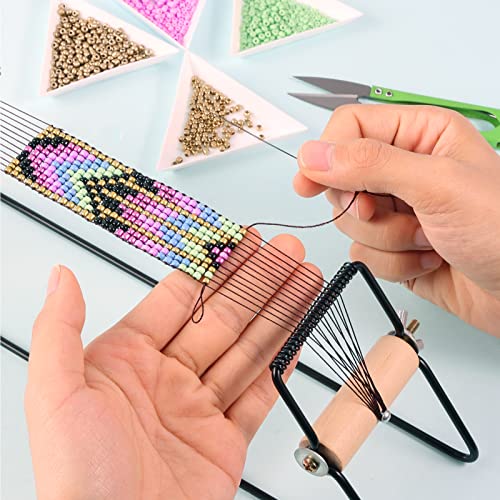 PP OPOUNT Bead Loom Kit, Beading Supplies with 9700 PCS Seed Beads, Tray, Scissors Making Accessories, Beading Loom Kits for Adults Jewelry Making Bracelets Belts