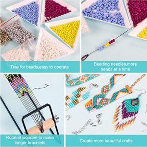 PP OPOUNT Bead Loom Kit, Beading Supplies with 9700 PCS Seed Beads, Tray, Scissors Making Accessories, Beading Loom Kits for Adults Jewelry Making Bracelets Belts