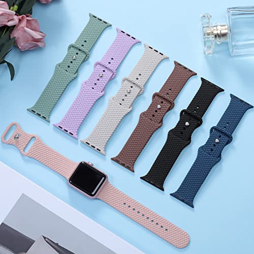 OHOTLOVE Silicone Braided Bands Compatible with Apple Watch Band 38mm 40mm 41mm 42mm 44mm 45mm Women Men, Silicone Braided Design Wristband Strap with iWatch Series 9 8 7 6 5 4 3 SE.Patents Pending h