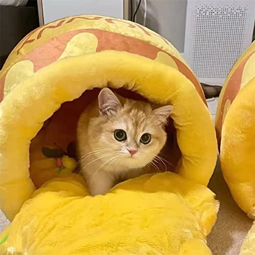 Classic Color Cat Nest Honeypo -Shaped Cat Sofa Bed Cute Comfort Pet Cat House Pet Cat Nest Soft Pet Bed Can Be Folded And Closed Cat Nest Multi -Function Soft Pet Bed Suitable for Small Cats And Dogs