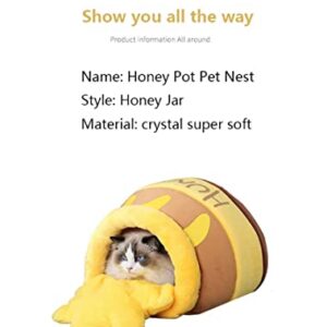 Classic Color Cat Nest Honeypo -Shaped Cat Sofa Bed Cute Comfort Pet Cat House Pet Cat Nest Soft Pet Bed Can Be Folded And Closed Cat Nest Multi -Function Soft Pet Bed Suitable for Small Cats And Dogs