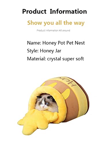 Classic Color Cat Nest Honeypo -Shaped Cat Sofa Bed Cute Comfort Pet Cat House Pet Cat Nest Soft Pet Bed Can Be Folded And Closed Cat Nest Multi -Function Soft Pet Bed Suitable for Small Cats And Dogs