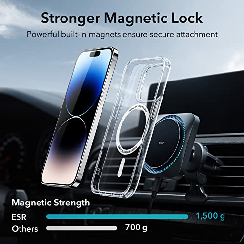 ESR HaloLock Vegan Leather Wallet Stand Classic Hybrid Magnetic Case with HaloLock, Compatible with iPhone 14 Pro Max case, Compatible with MagSafe, Shockproof Military-Grade Protection