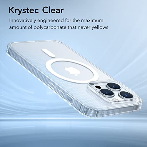 ESR HaloLock Vegan Leather Wallet Stand Krystec Clear Case with HaloLock Compatible with iPhone 14 Pro Case, Compatible with MagSafe, Ultra-Yellowing Resistant, Military-Grade Protection