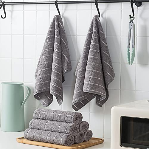 figolo Microfiber Kitchen Towels, Ultra Soft and Absorbent Dish Towels for Drying Dishes, Pack of 8 Kitchen Hand Towels, 26x18 Inch, Grey